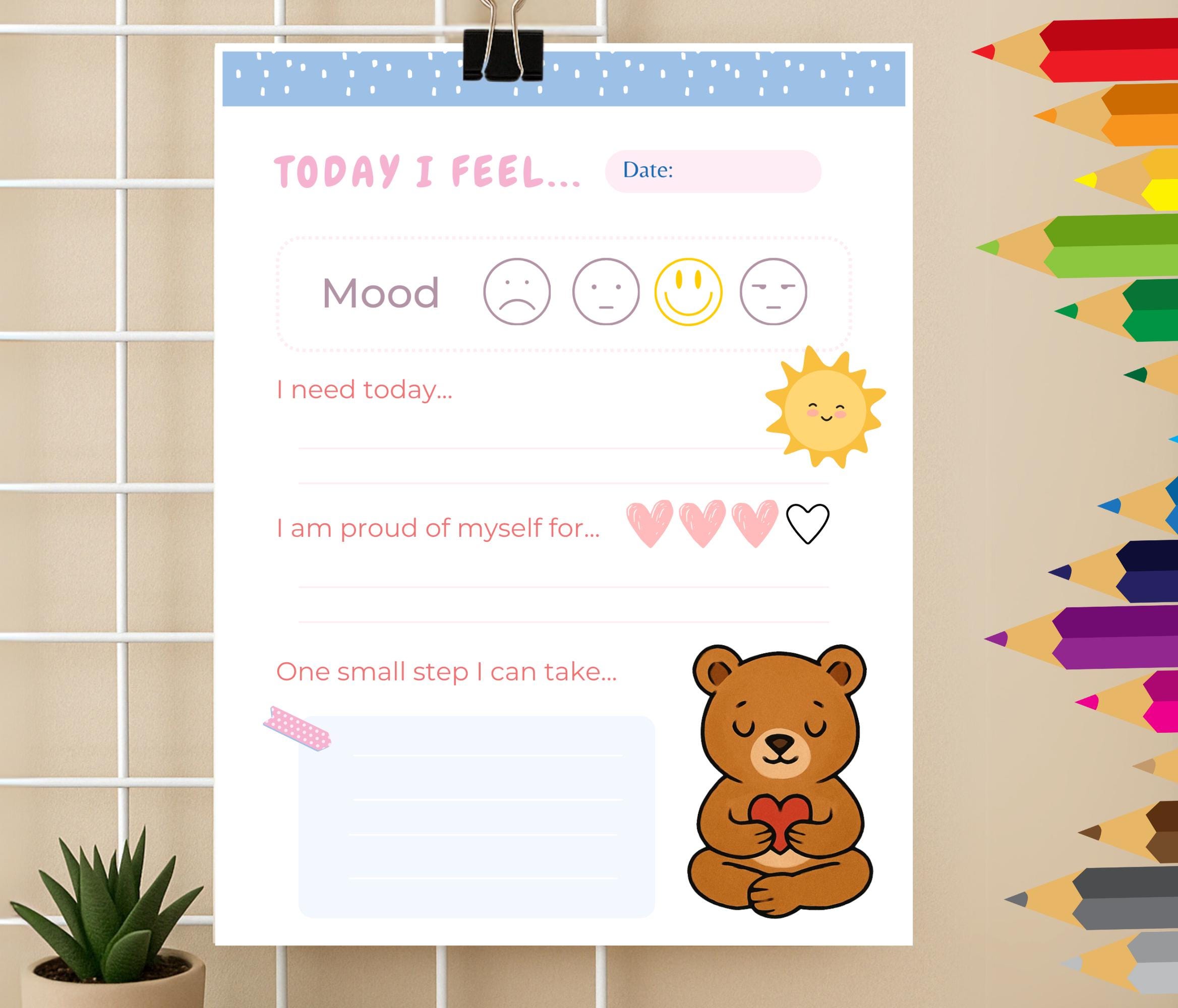Daily Emotions Worksheet for Kids – Mindful Bear Coloring Page ...
