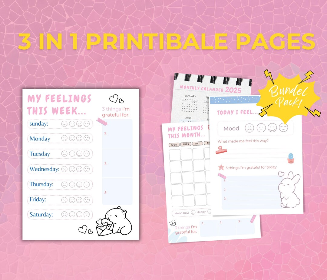 Emotions Planner Bundle for Kids – Printable Daily Weekly Monthly ...