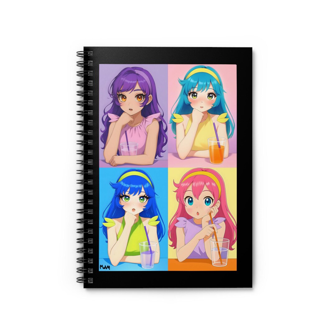 Vibrant Ruled Spiral Notebook With Anime Bffs - Creative Journal for ...