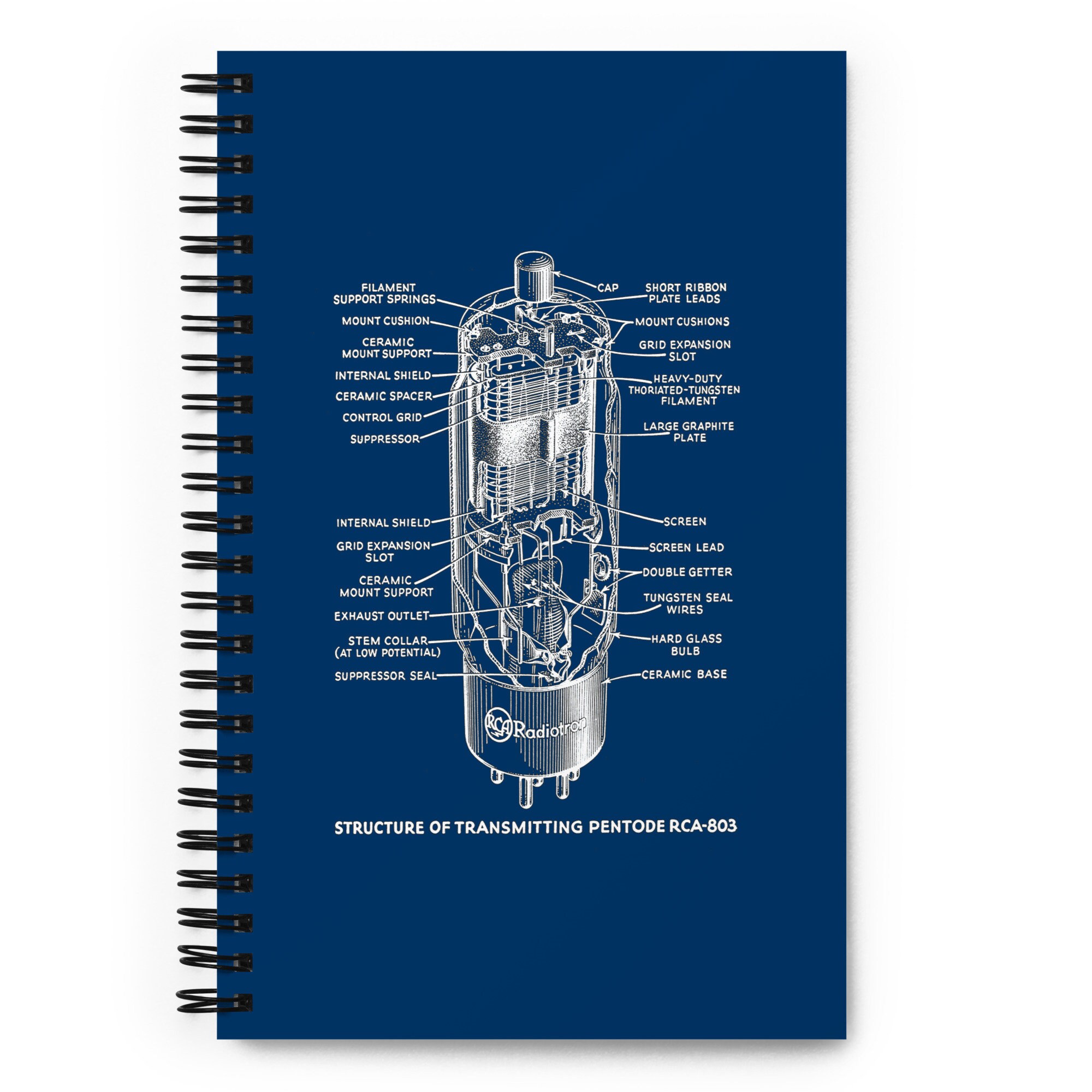 Notebook 1930's Radio Tube Vintage Blue Print Dot Grid Spiral School ...