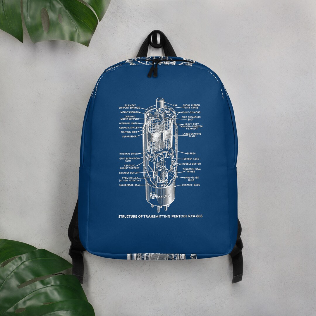 Backpack 1930's Radio Tube Science Technology Diagram Backpack Blue ...