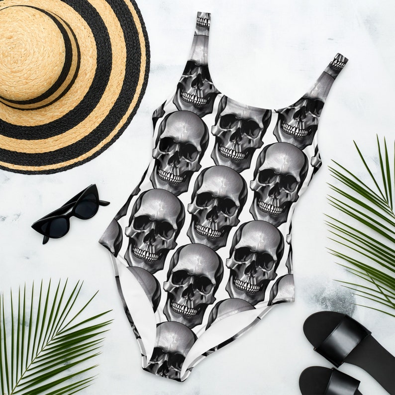 Skull One-piece Swimsuit: Gothic Halloween Costume, Memento Mori - Etsy