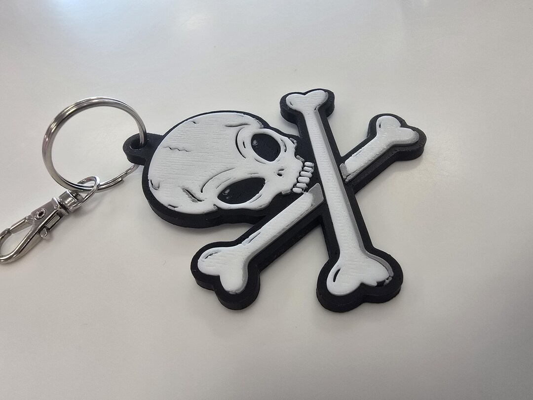 3D Printed Alien Skull & Crossbones Keychain: Sci-fi Accessory - Etsy