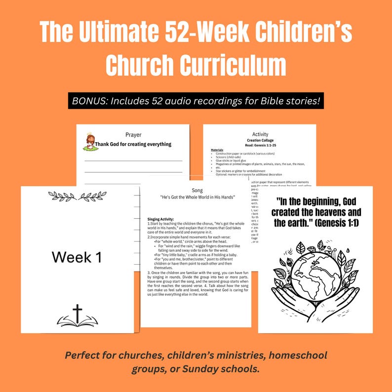 Sunday School 52 Week Bible Curriculum, Ages 3-11 - Etsy