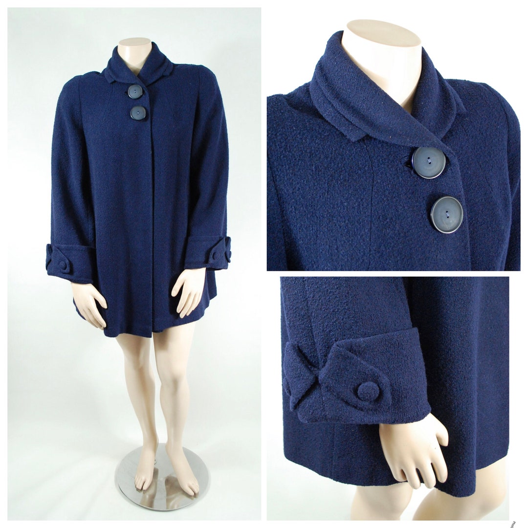1940s Dark Blue Wool Topper Coat / XL 46 Bust / Abbmoor Hip - Etsy