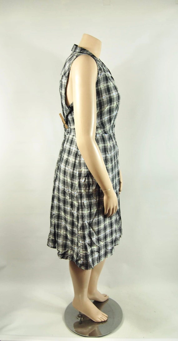 1950s Plaid Cotton Day Dress / 40 Waist XXL / Plus Si… - Gem