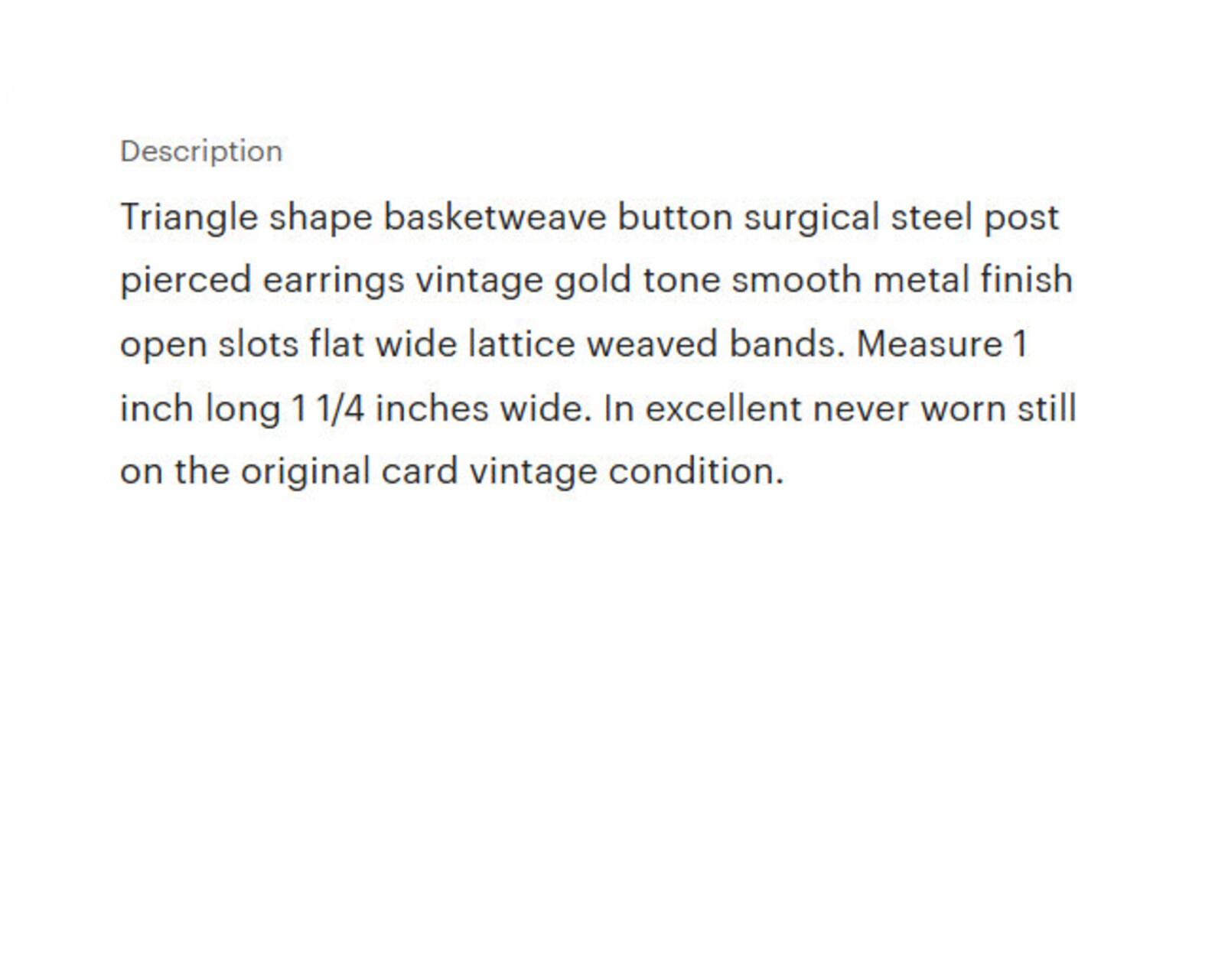 Triangle Basketweave Disc Pierced Stud Earrings Gold Tone - Etsy