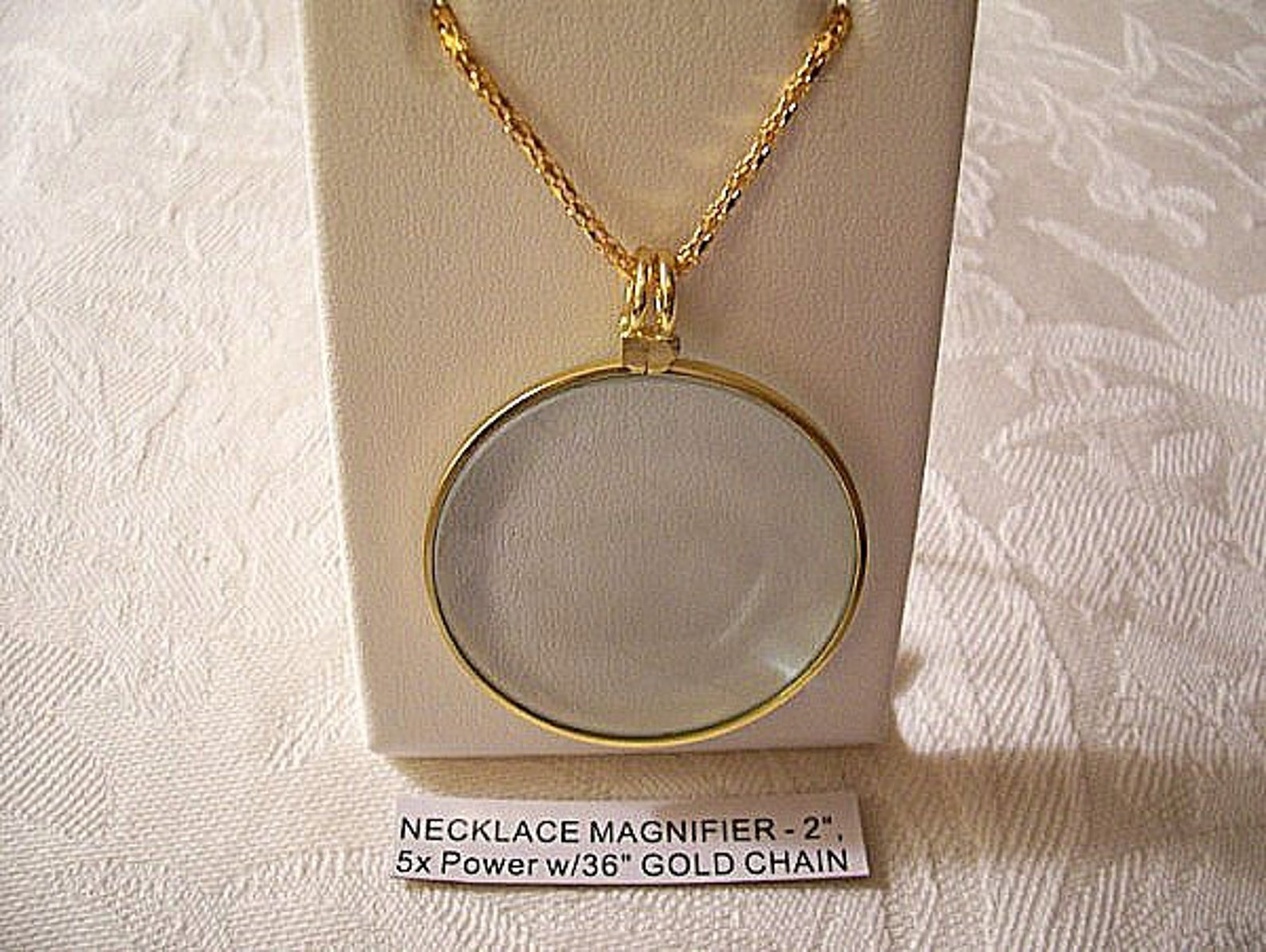 Magnifying Glass Necklace Gold Tone Vintage 5x Power Round Pendant ...