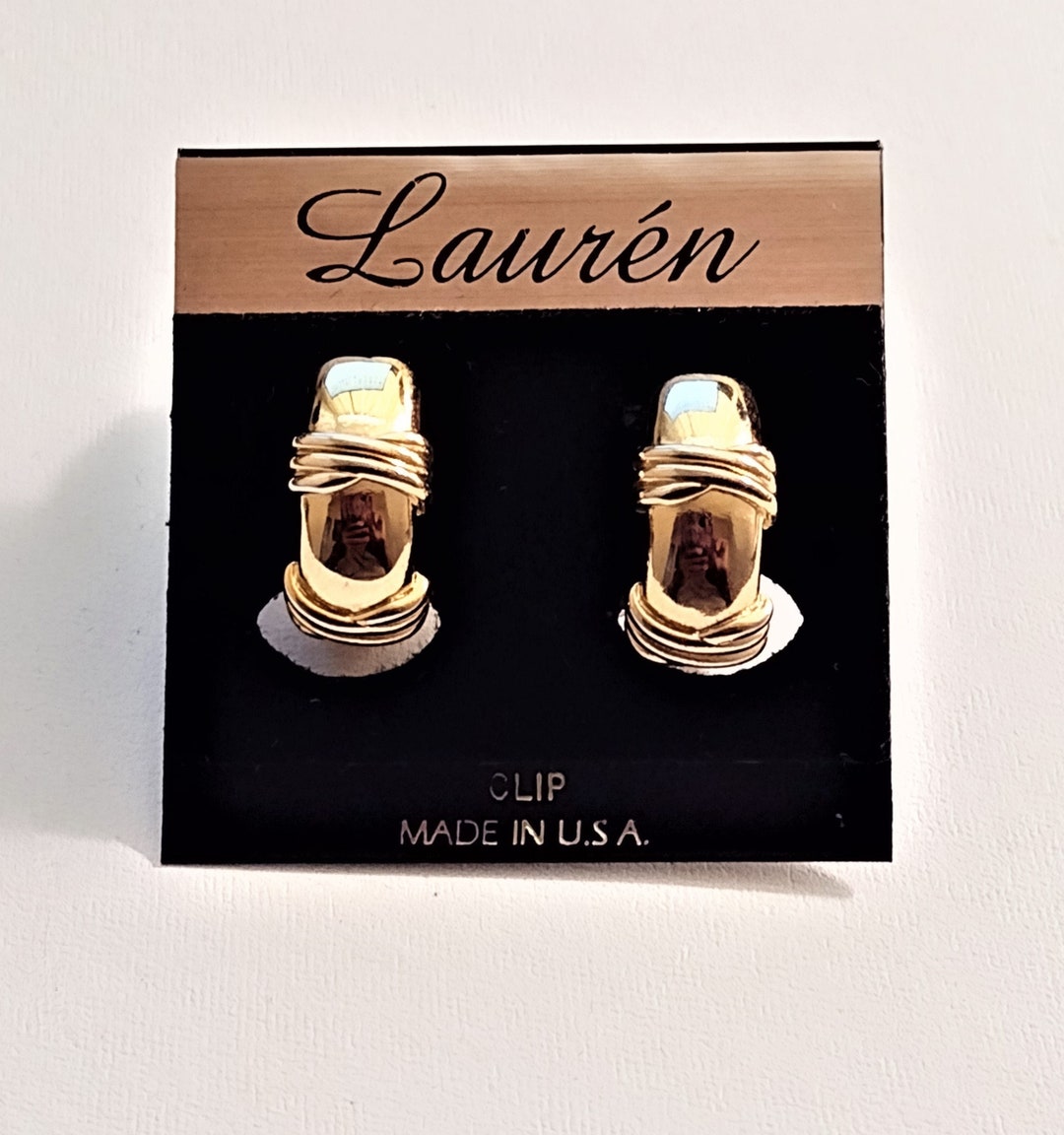 Lauren 3/4" Wrapped Wide Band Hoop Clip on Earrings Gold Tone Made in ...