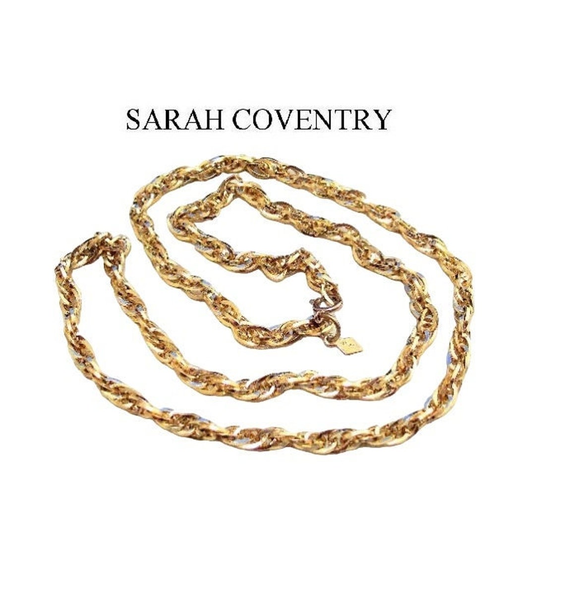 Sarah Coventry Cable Rope Link Chain Necklace Gold Tone Vintage 29 Inch ...