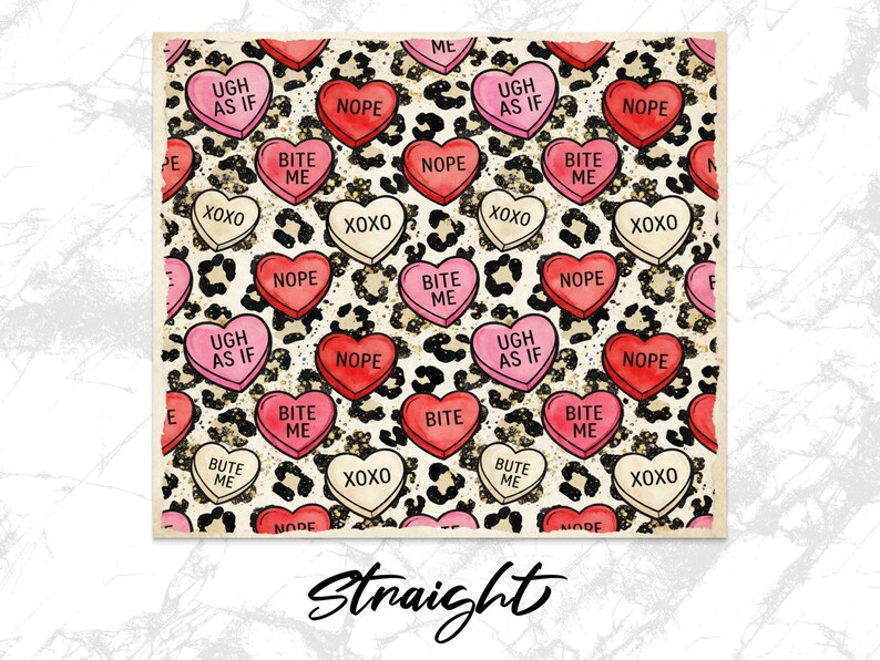 Leopard Print Candy Heart 20 Oz Seamless Tumbler Wrap, Funny Valentine ...