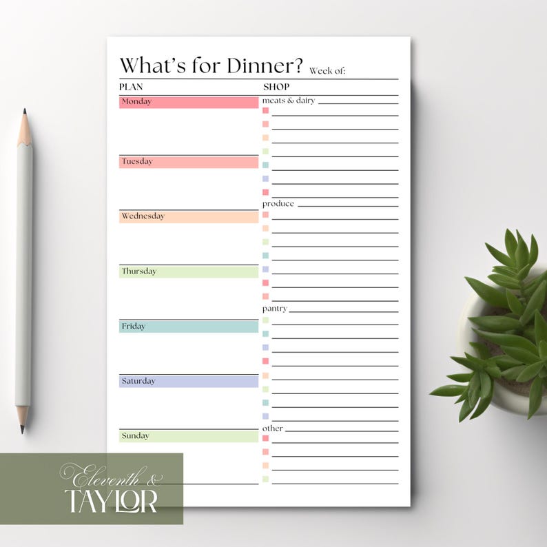 Weekly Meal Planner Notepad: A5 Menu & Shopping List Pad - Etsy