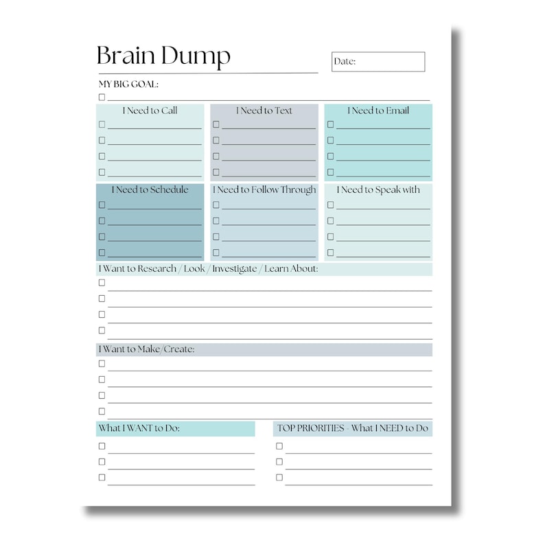 Brain Dump and To-do List Notepad, 50 Page ADHD Planner, Daily to Do List Pad, Productivity ...