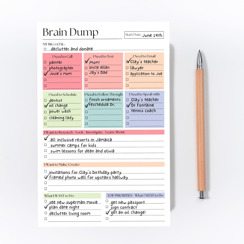 A5 Brain Dump Notepad: 50-page Daily To-do List Planner - Etsy