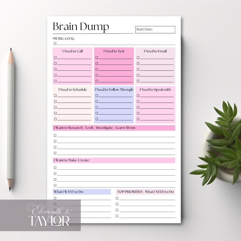 ADHD Brain Dump Notepad: A5 Daily To-do List Planner - Etsy