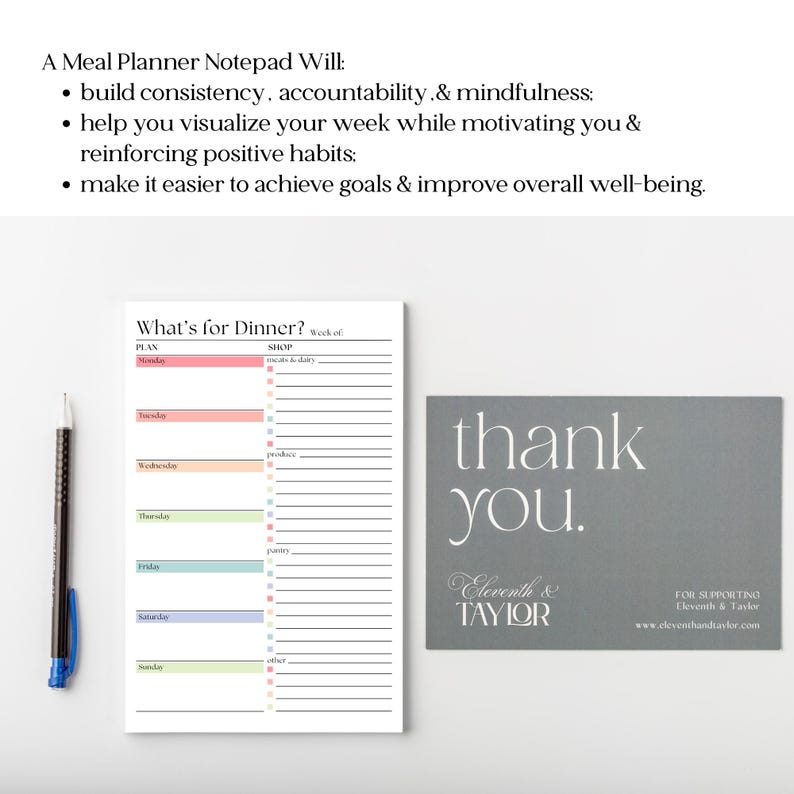 Weekly Meal Planner Notepad: A5 Menu & Shopping List Pad - Etsy