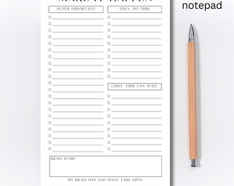 Brain Dump and To-do List Notepad, 50 Page ADHD Planner, Daily to Do ...