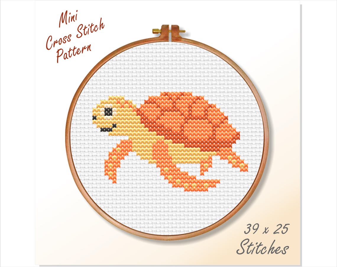 Mini Cross Stitch Pattern PDF Baby Turtle X Stitch Pattern, Turtle ...