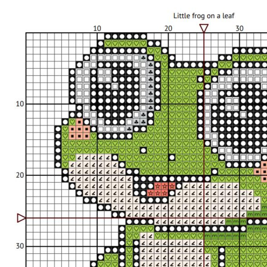Cute Frog Cross Stitch Pattern - Froggy X Cross Stitch - Small Cross Stitch Simple Frog - Froggy ...