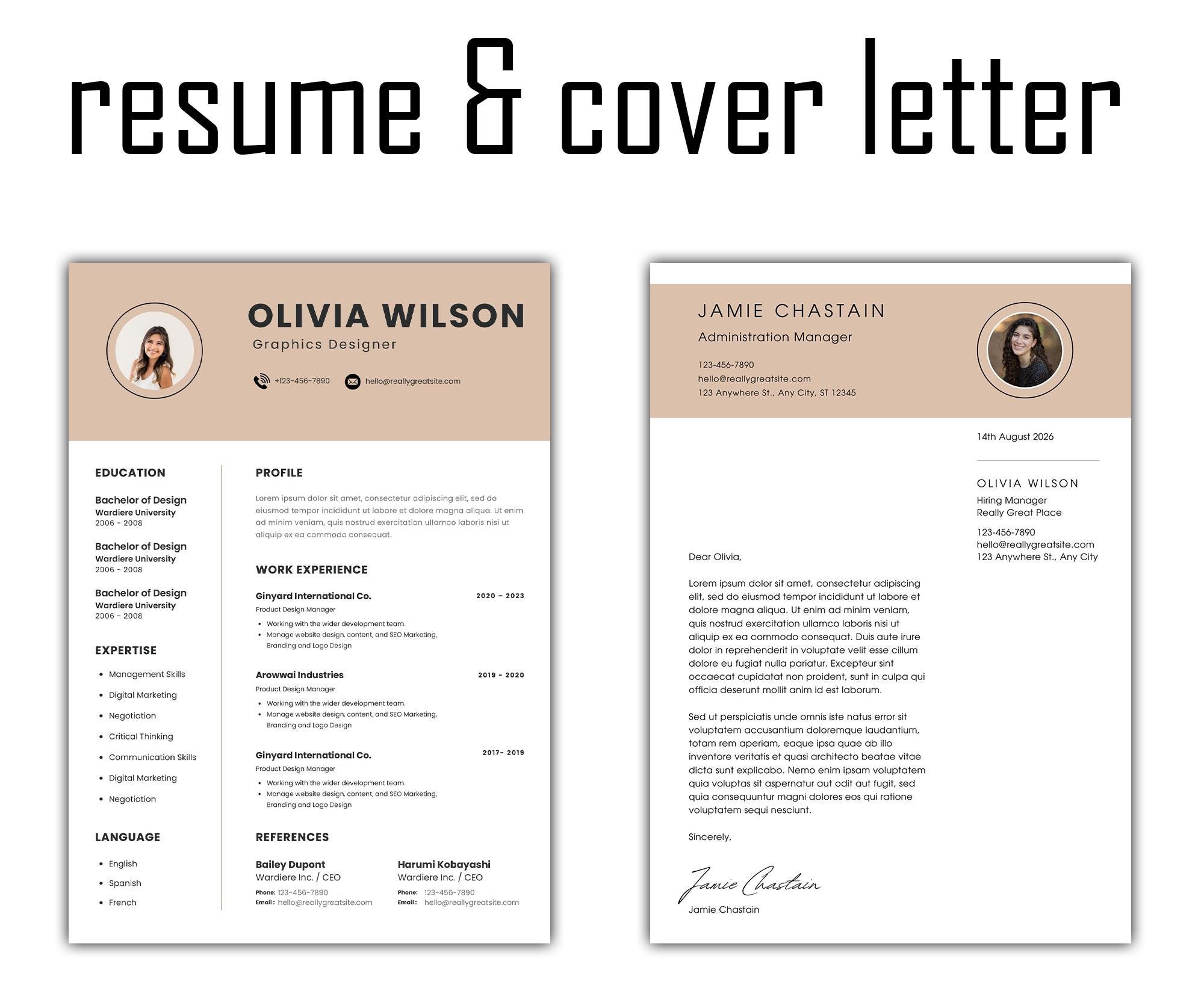 Modern ATS Resume Template: Cover Letter, Word & Google Docs - Etsy