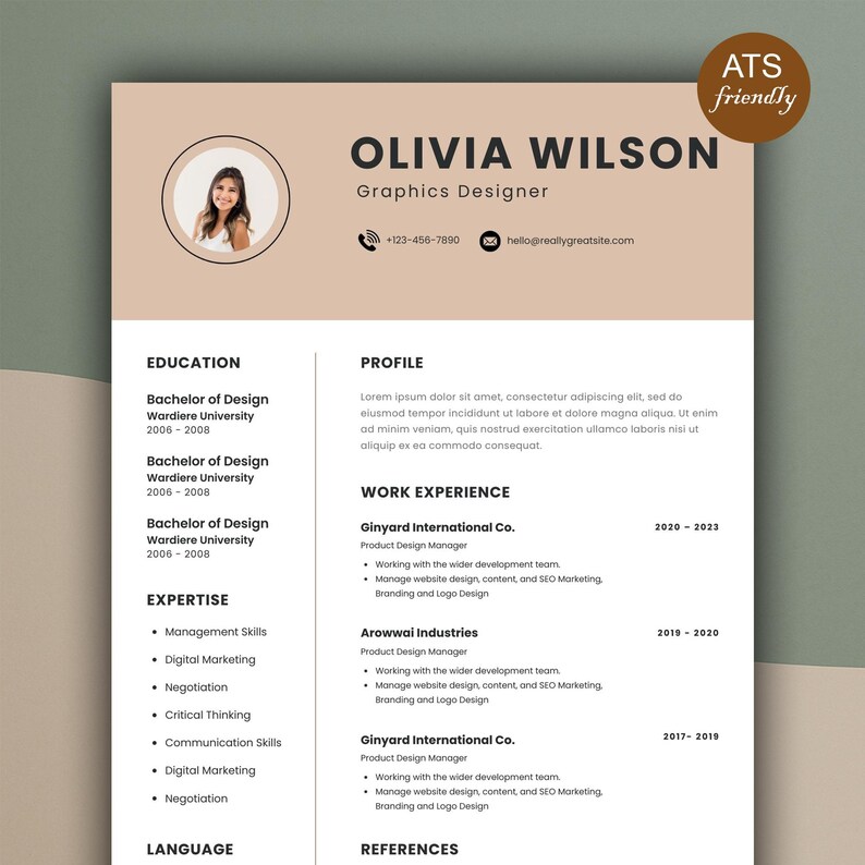 Modern ATS Resume Template | Resume + Cover Letter | Word & ATS ...