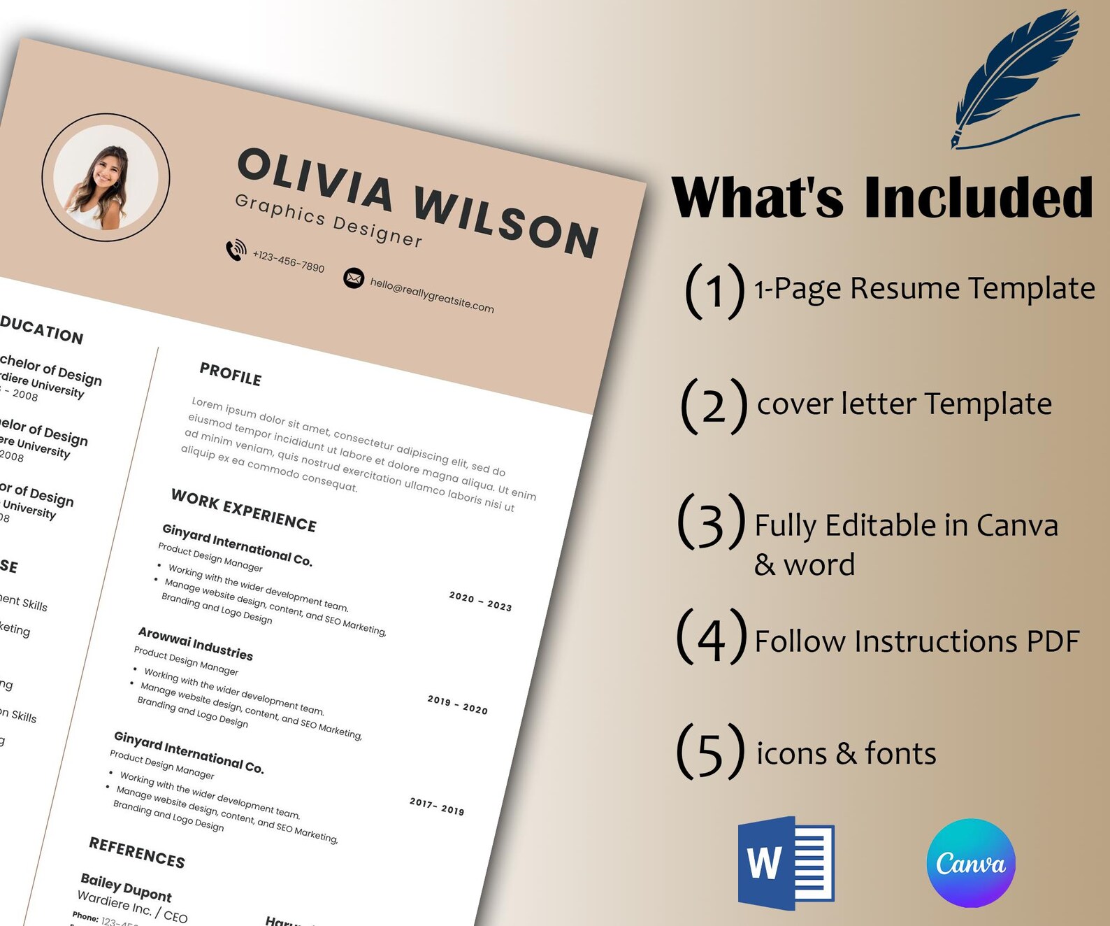 Modern ATS Resume Template: Cover Letter, Word & Google Docs - Etsy