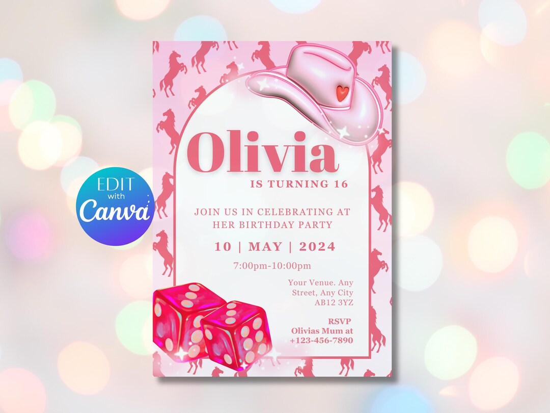 Editable Pink Pony Club Party Birthday Invitation, Chappell Roan Party ...