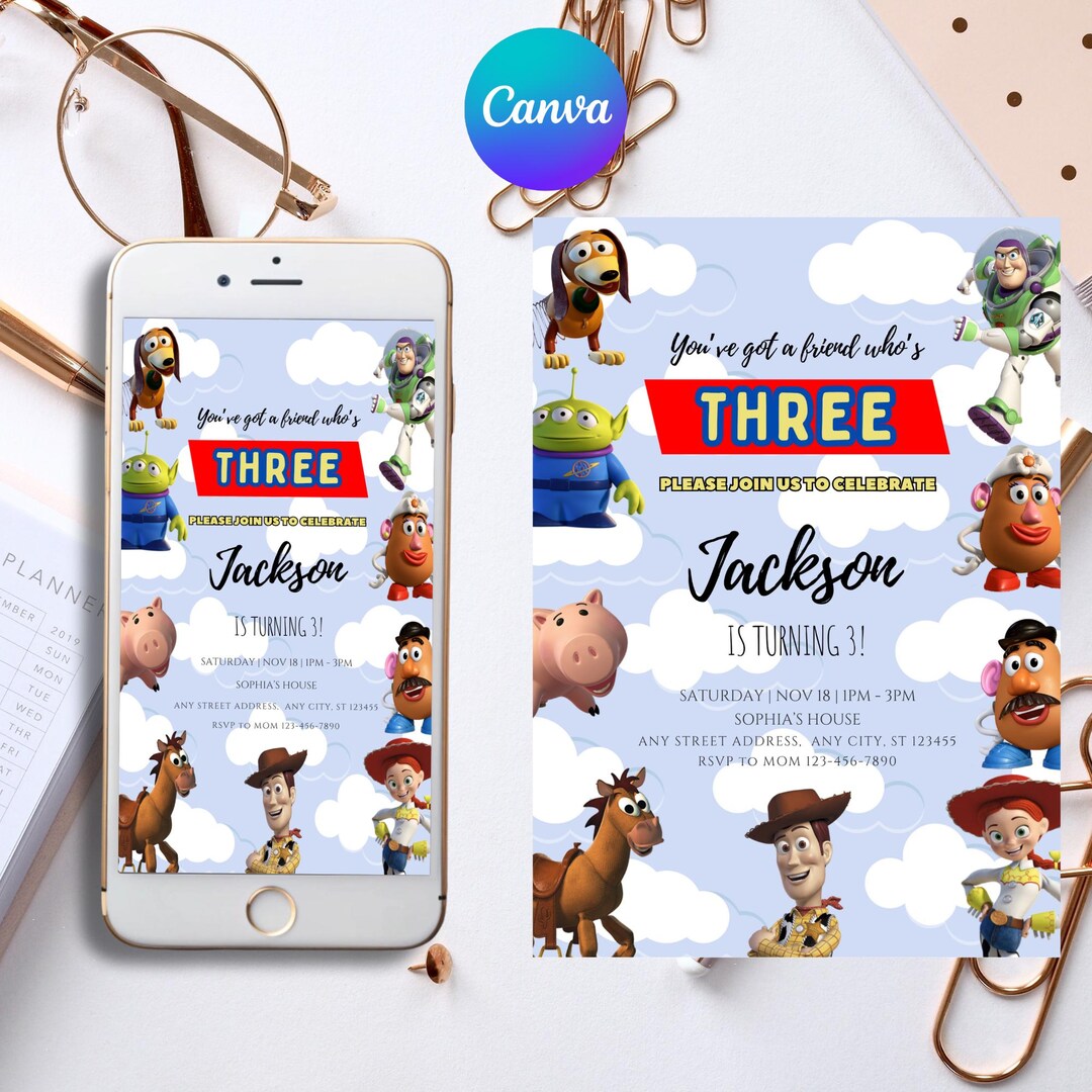 Editable Toy Story Invitation Template, Toy Story Birthday Party, 3rd ...