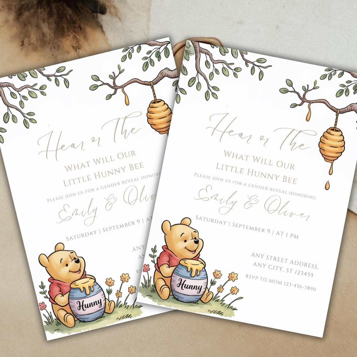 Editable Winnie the Pooh Baby Shower Invitation, Digital Invitation Oh ...