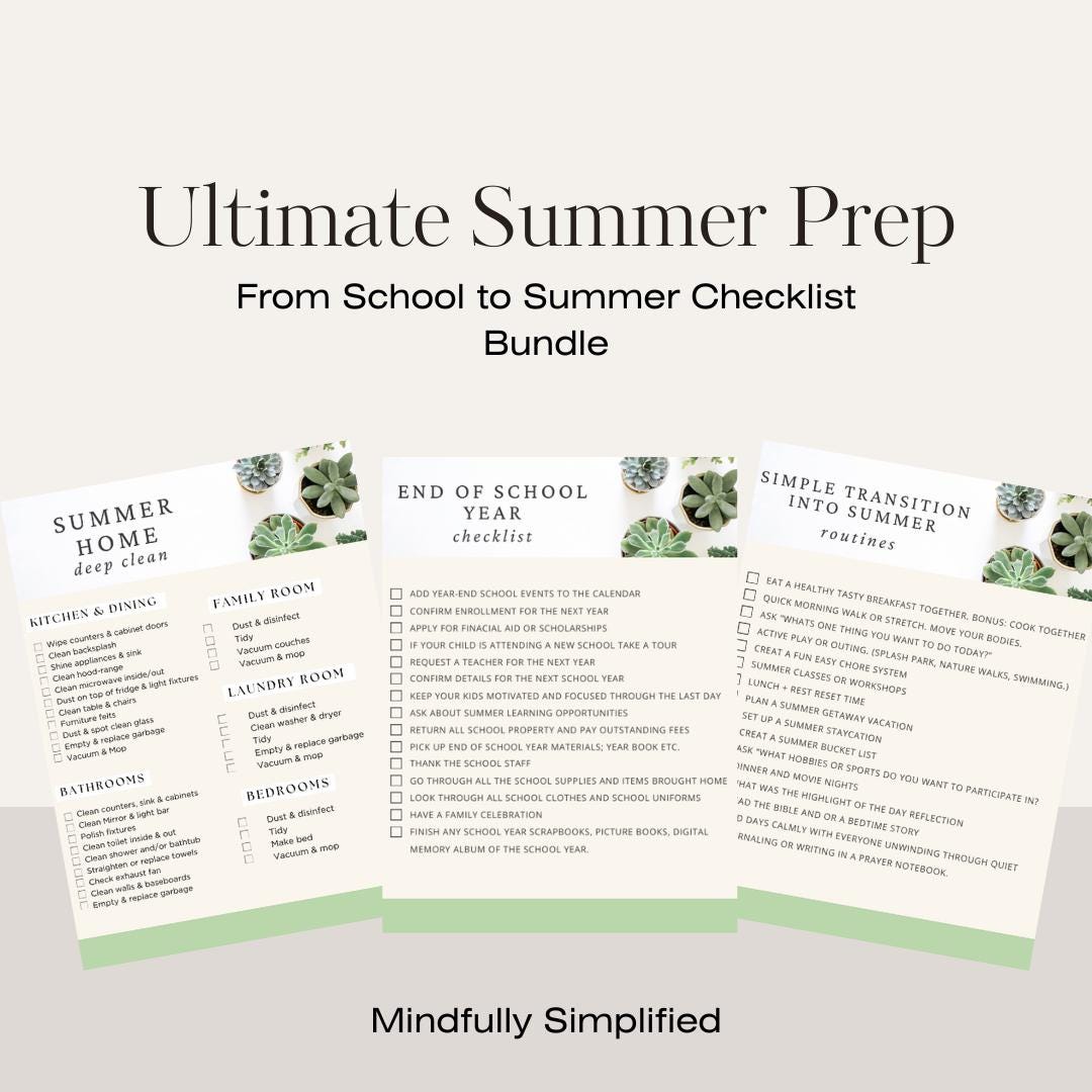 From School to Summer Checklist Bundle – Printable Family Prep Guide ...