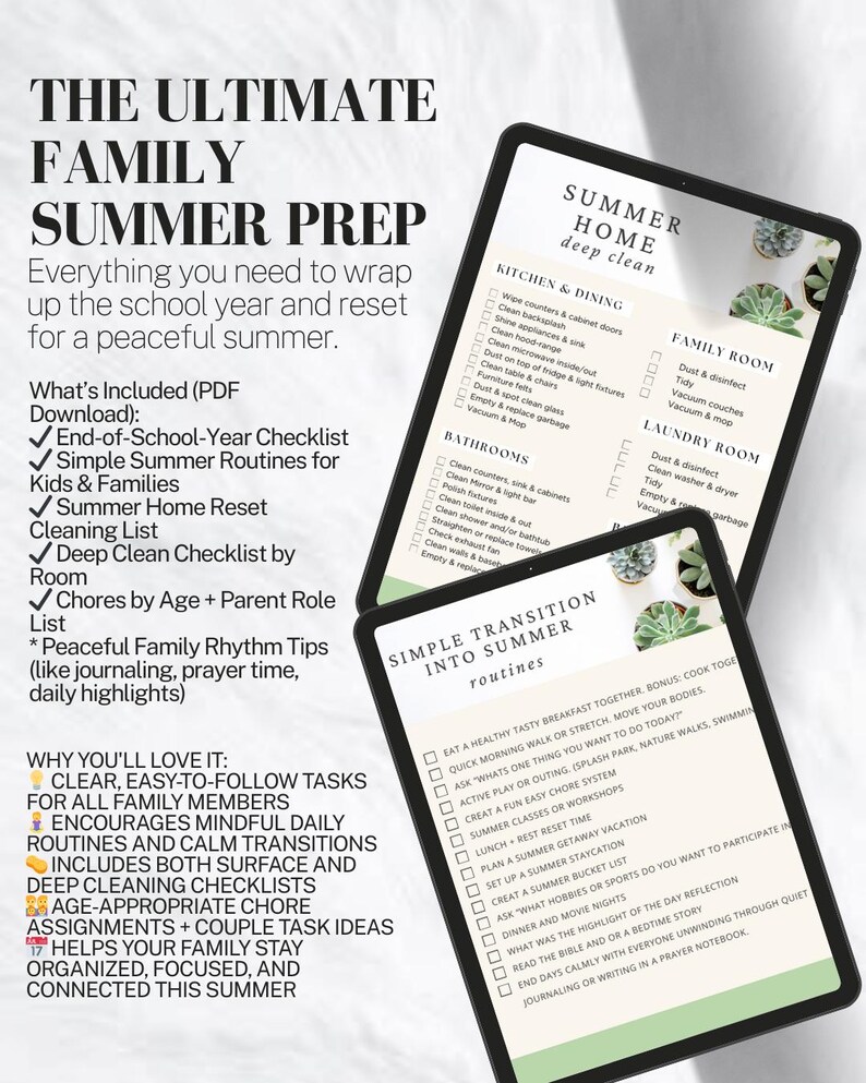 From School to Summer Checklist Bundle – Printable Family Prep Guide ...