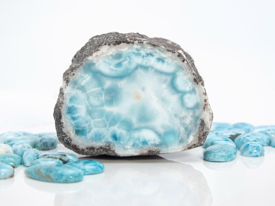 Top Larimar Specimen, Larimar Half Geode-like Stone, Turtleback Pattern ...
