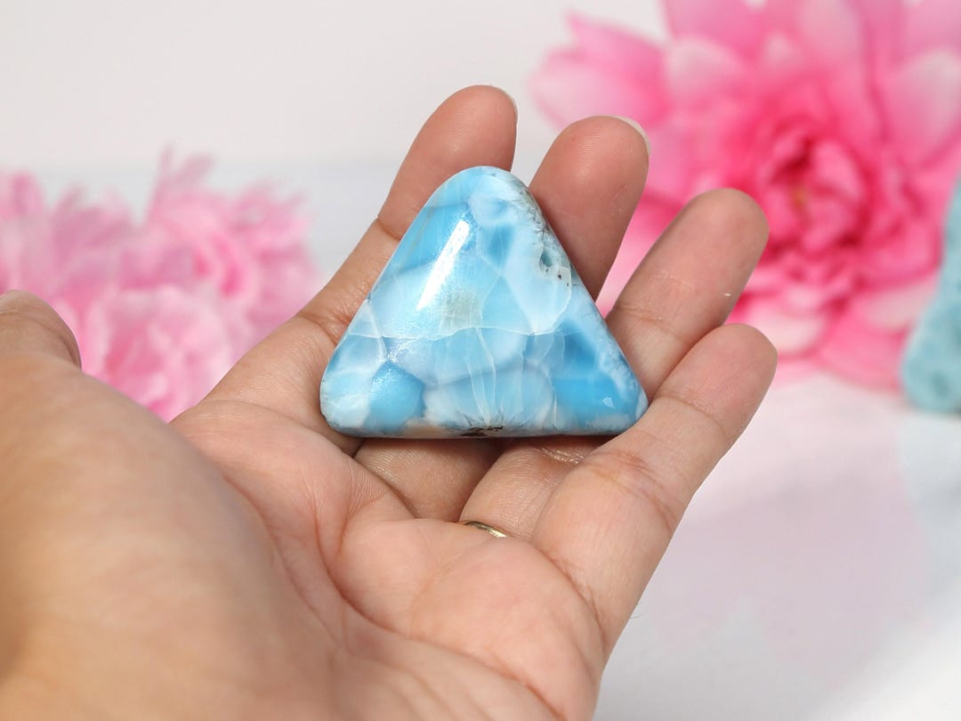 Freeform Larimar Stone, AAA Ocean Blue Larimar Palm Stone, Larimar ...