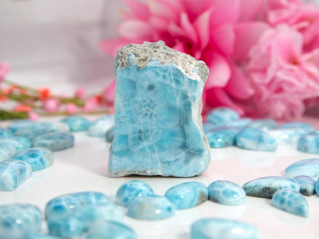 Sky Blue Larimar Stone, Semi Polished, Semi Rough Larimar, Raw Larimar ...