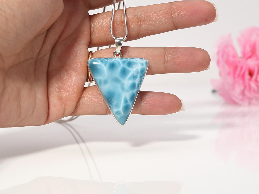 Larimar Pendant Necklace, OCEAN BLUE High Grade Larimar Necklace, AAA ...