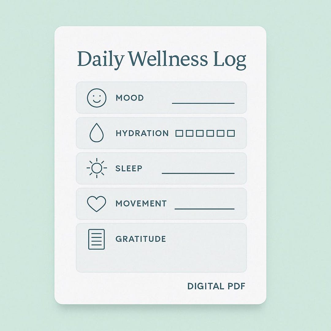 Simple Daily Wellness Log - Etsy