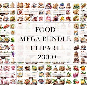Watercolor Food Clip Art 2300+ Illustrations, Food Mega Bundle Clipart ...