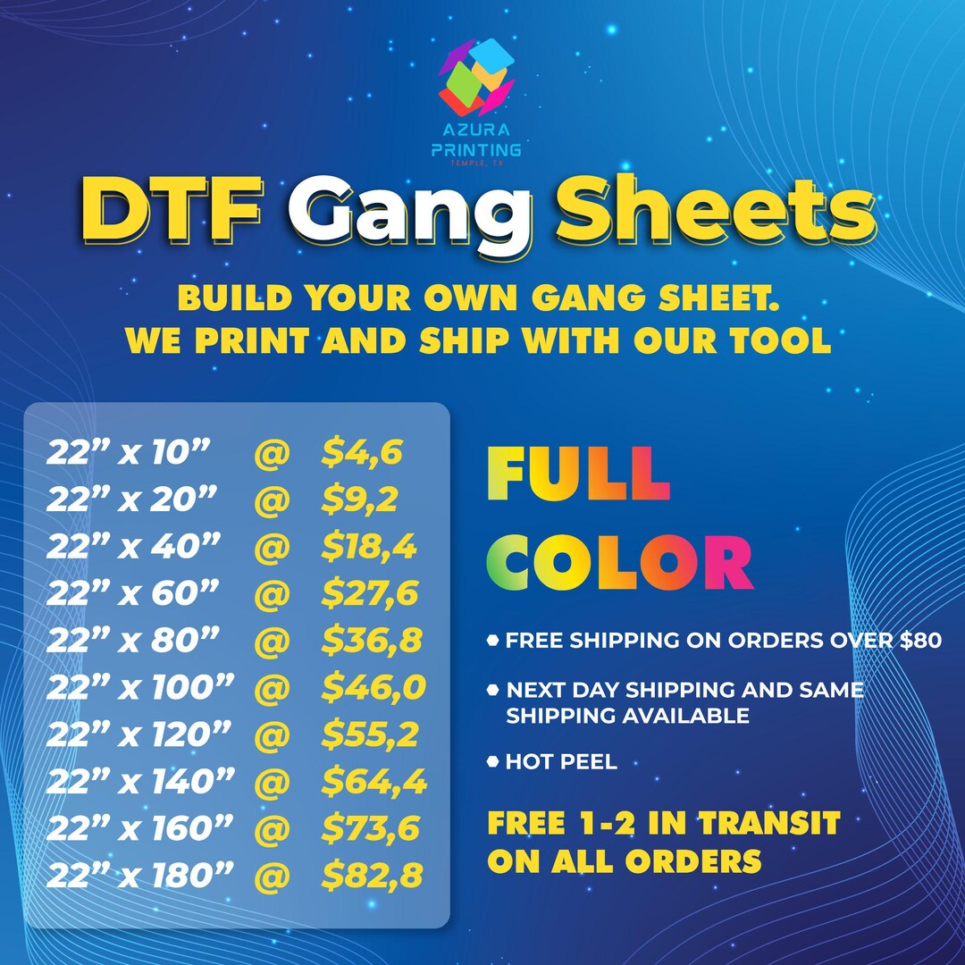 Custom DTF Gang Sheet, DTF Transfers, Ready-to-press, Hot Peel, True ...