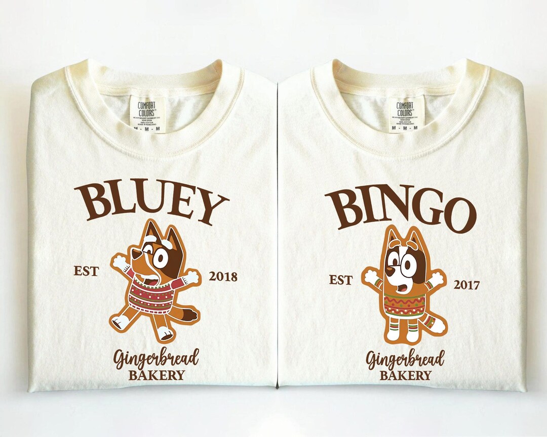 Couple Bluey Gingerbread Character Christmas Shirt, Disney Main Street ...