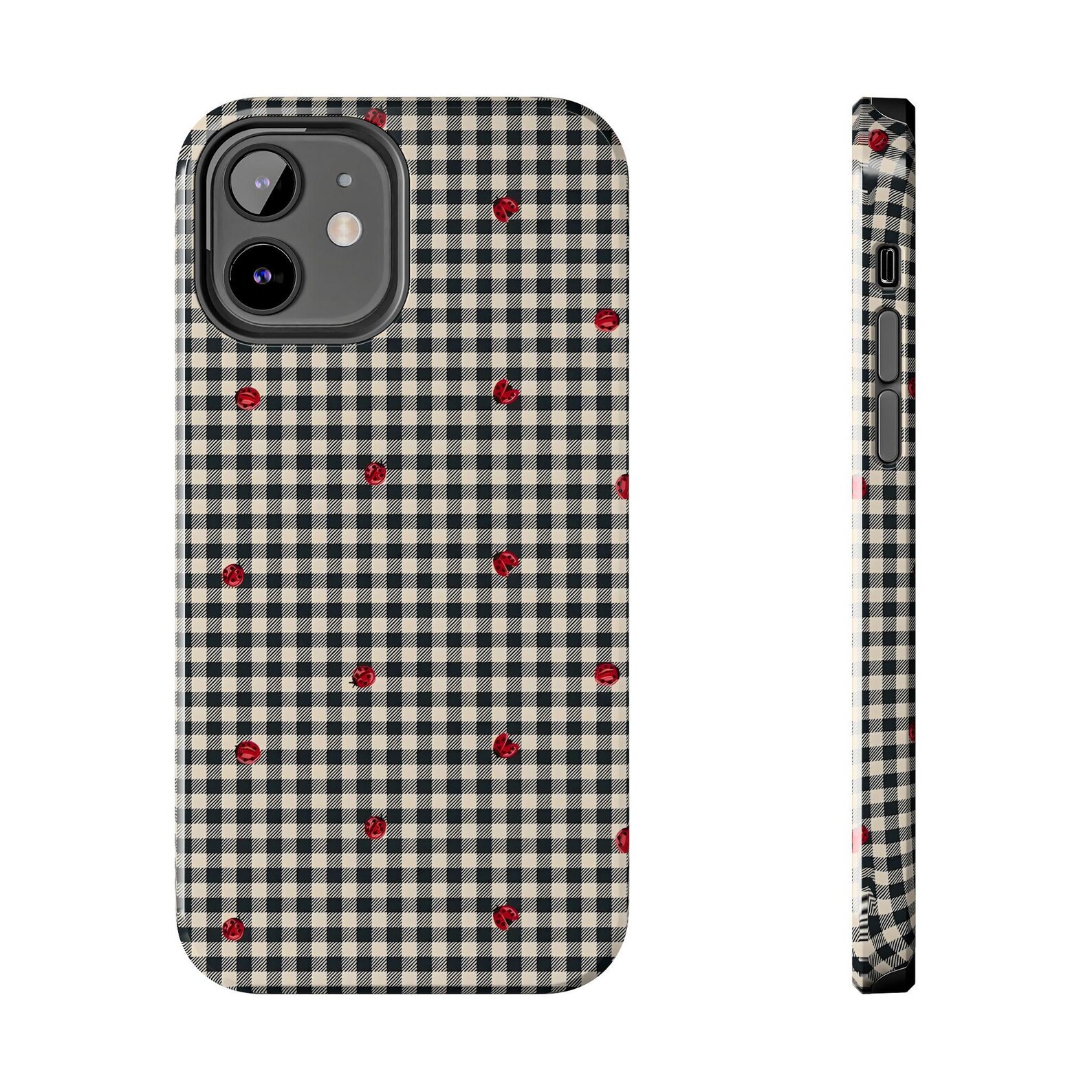 Ladybug Gingham Phone Case - Cottagecore Checkered Case for iPhone ...