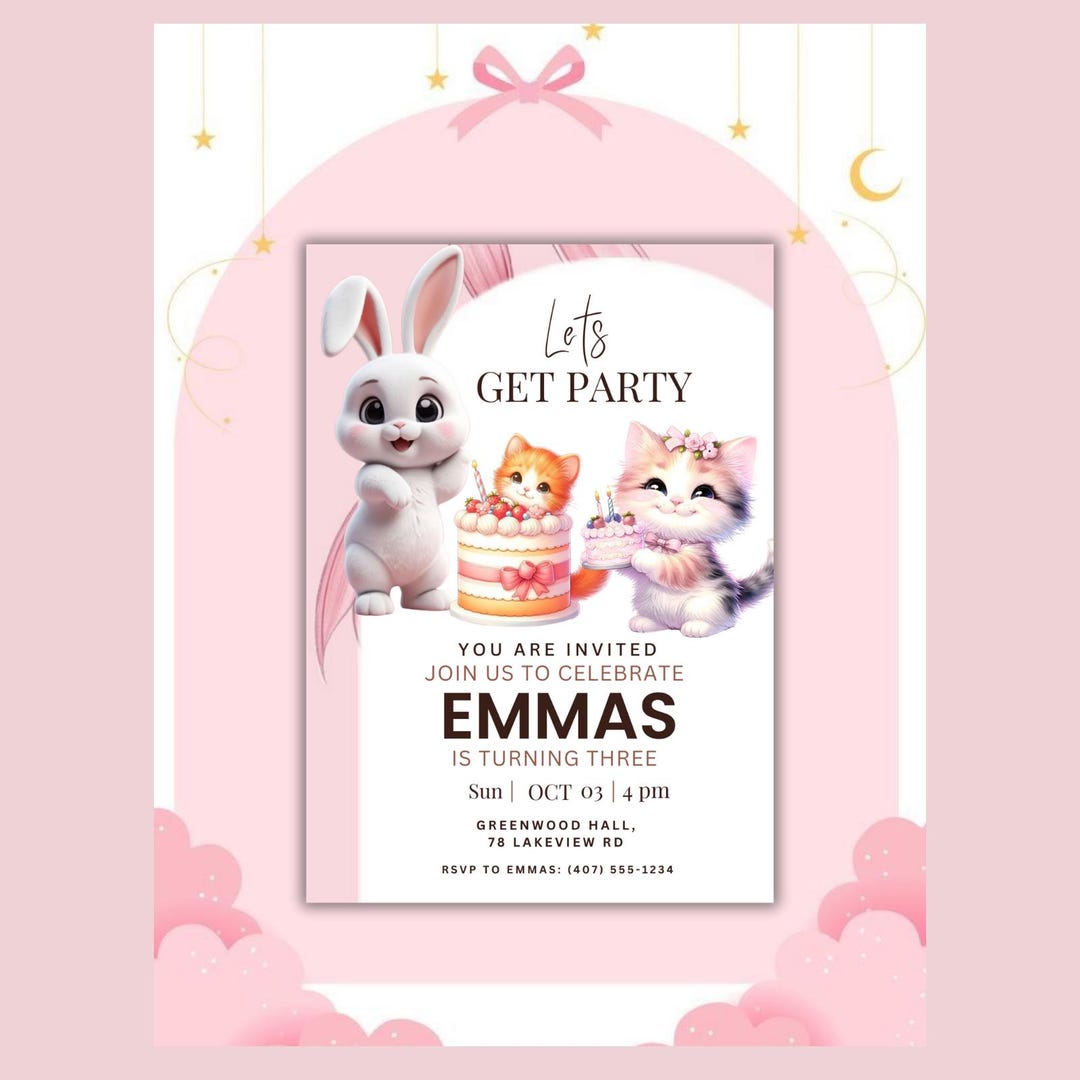 Chinchilla Birthday Party Invitation Template - Adorable Chinchilla ...
