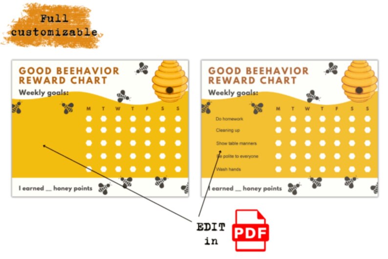 Kids Reward Chart Set: 7 Printable Behavior Charts (instant Download ...