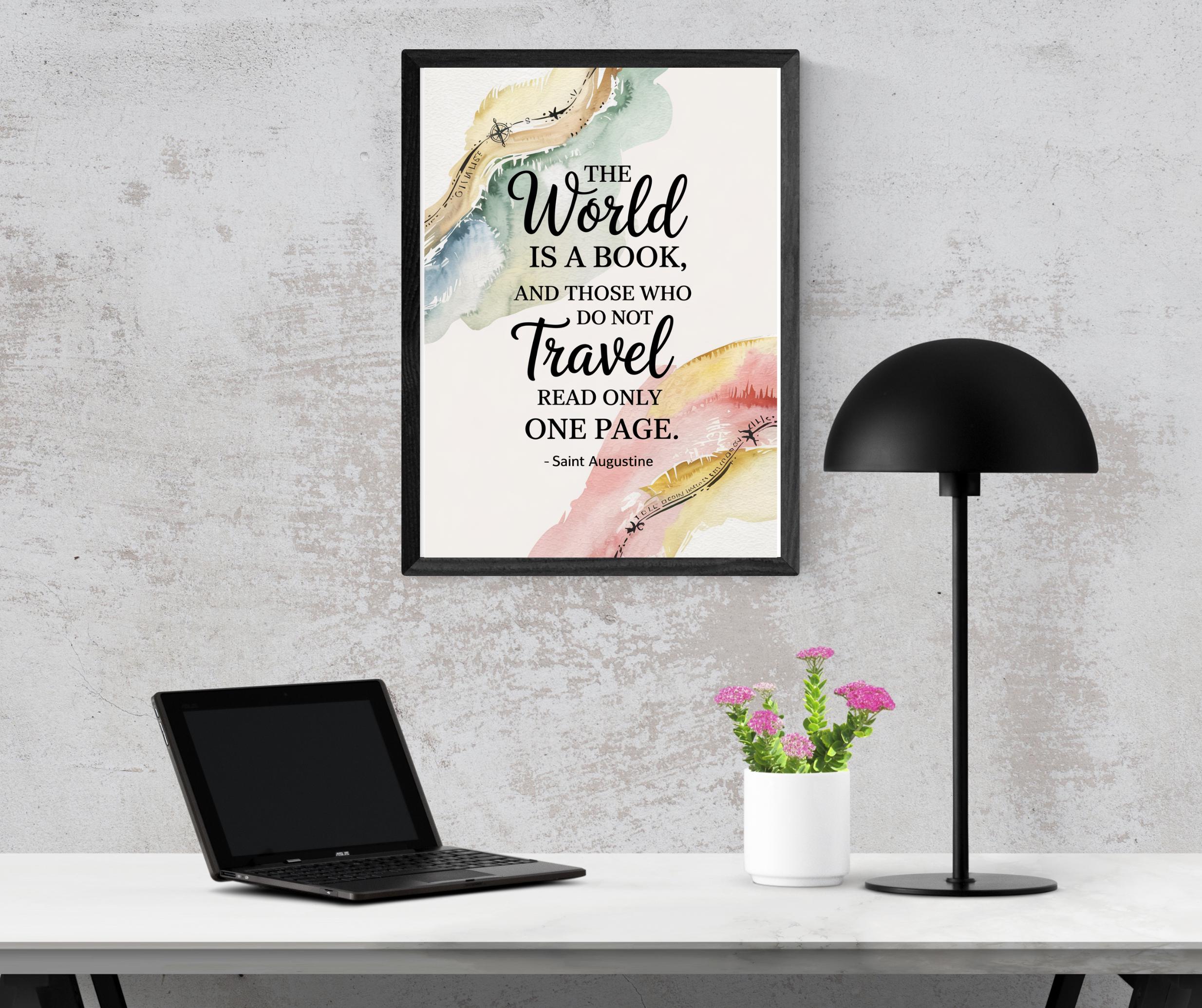 Travel Quote Wall Art – Printable Wanderlust Art, Inspirational Travel ...