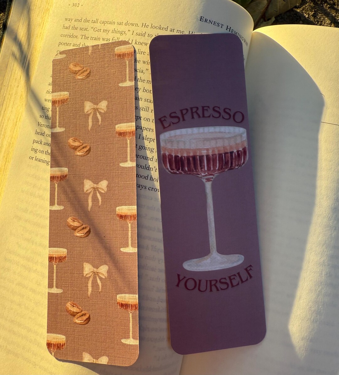2 Sided Linen Paper Bookmark | Coffee Espresso Martini Preppy Coquette ...