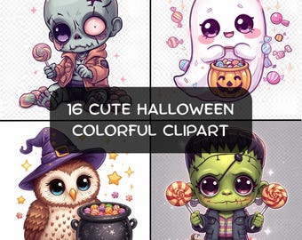 Kawaii Halloween Ghost Clipart Bundle: Spooky PNG Images (digital ...