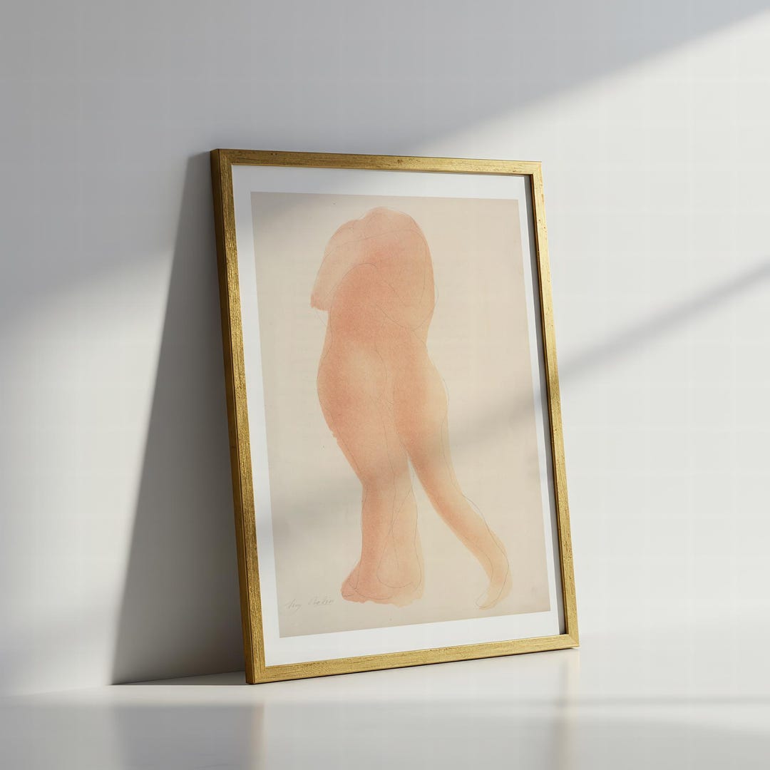 Rodin Embrace Sketch | Modernist Line Art Print | Abstract Nude Figure ...