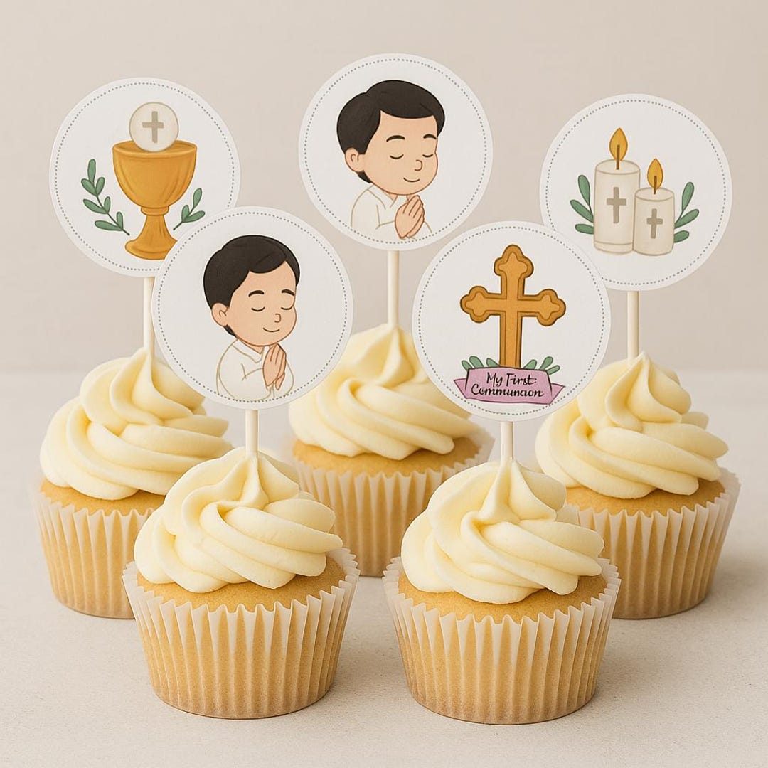 First Communion Cake and Cupcake Toppers - Etsy