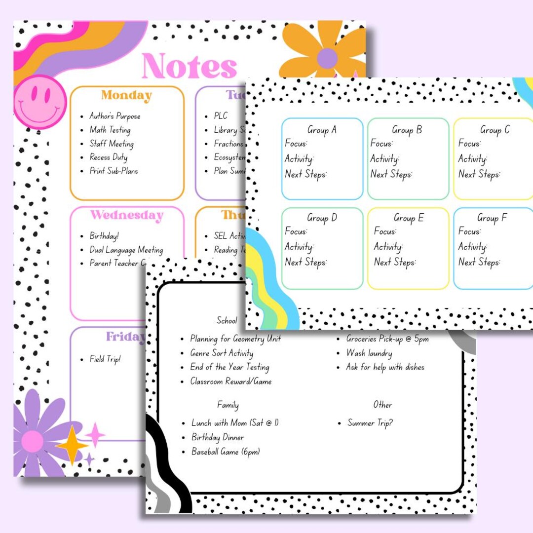 Groovy Note Pages | Weekly & Blank Templates | Digital + Printable - Etsy