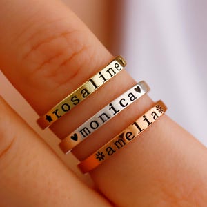 Custom Stackable Name Ring,personalized Stamped Text Band,925 Sterling ...