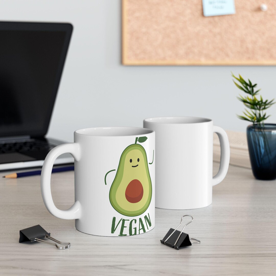 Cute Avocado Picture Ceramic Mug, Perfect Gift for Vegans, Coffee ...